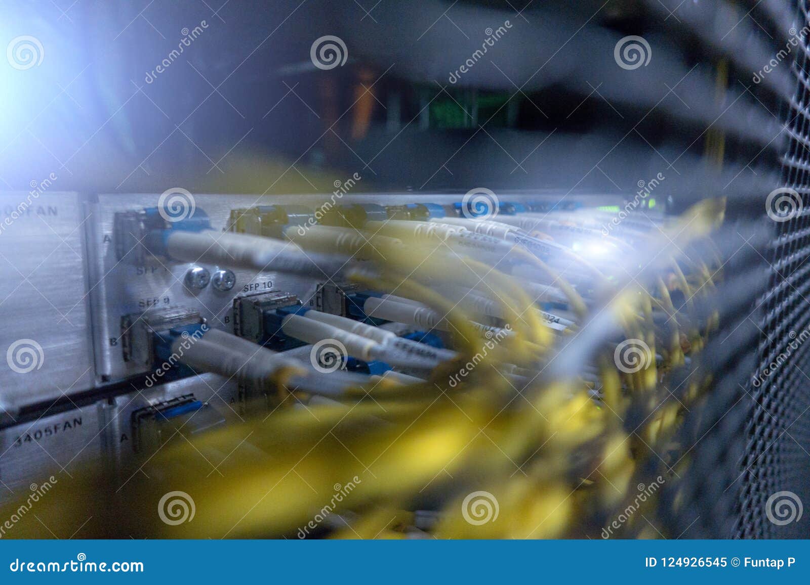 Optical Cable Close Up. Big Optical Server. Stock Image - Image of ...