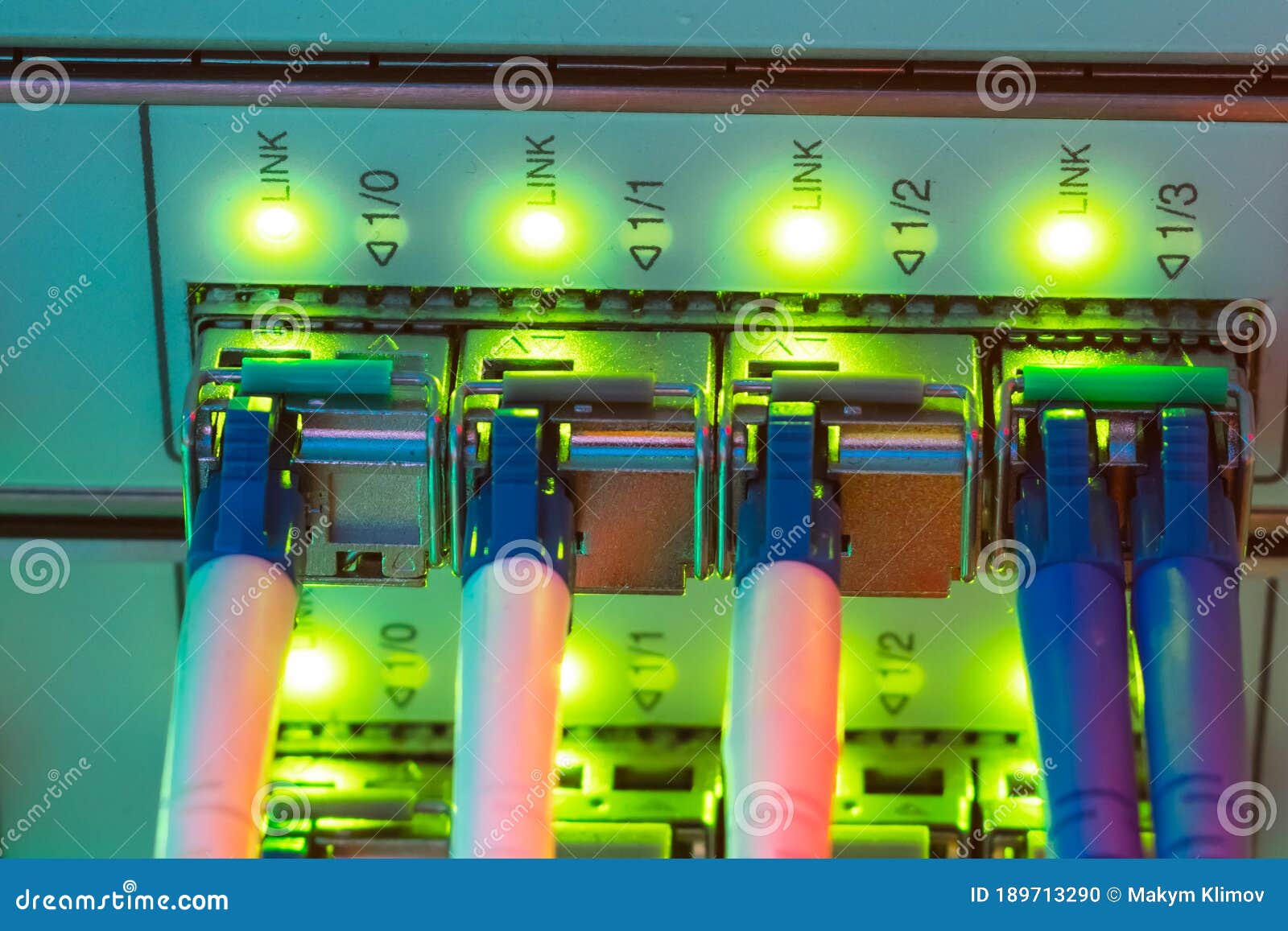 The Optical Cable is Connected To the Module for High-speed Internet ...