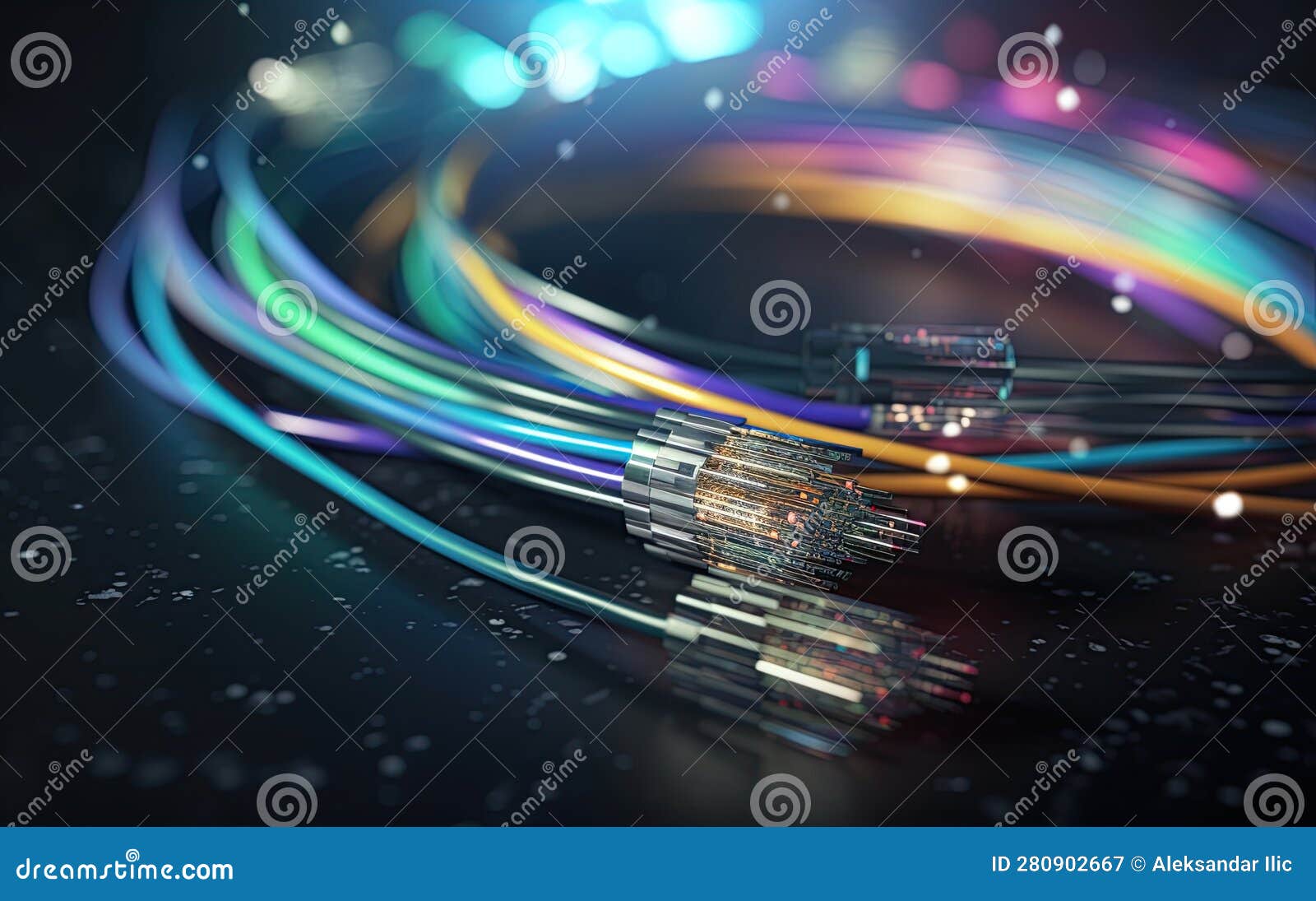 Optical Cable. Fiber Optics Technology. Generative Ai Illustration ...