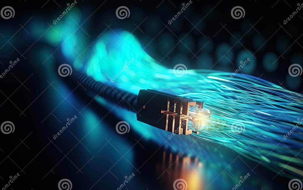 Optical Cable. Fiber Optics Technology. Generative Ai Illustration ...
