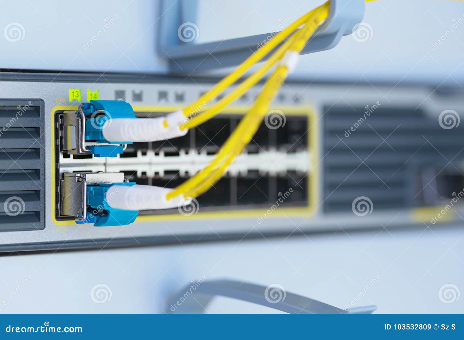 Optical Cable in Rack Cabinet Stock Image - Image of network, metal ...