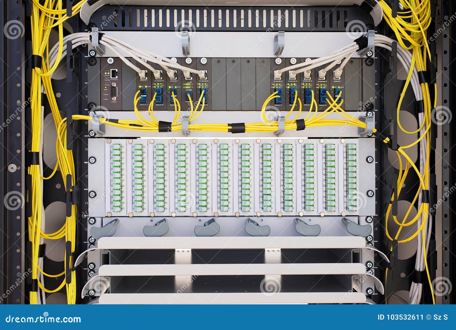 Optical Cable in Rack Cabinet Stock Image - Image of fibre, optical ...
