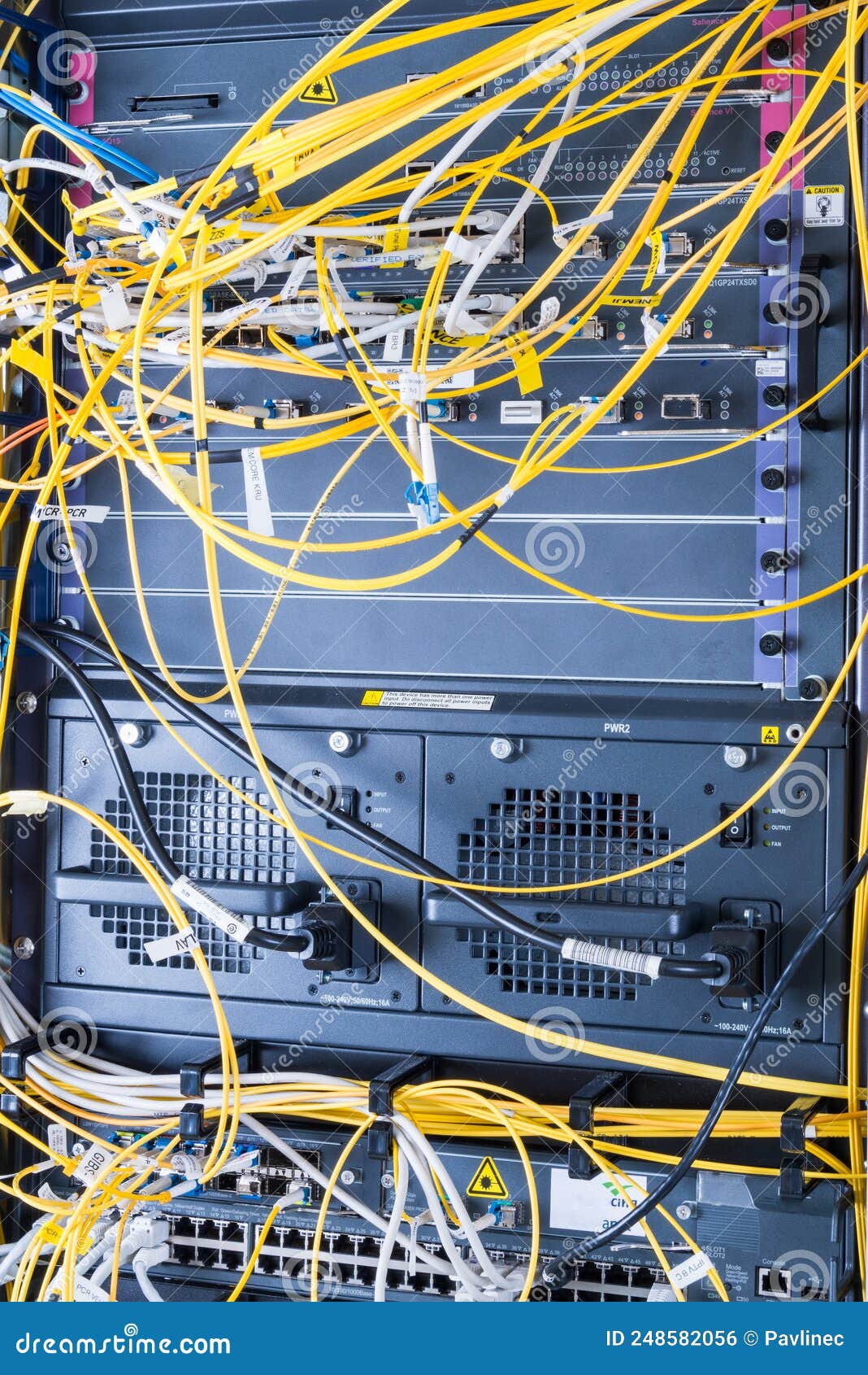 Optical Cables Connected To Internet Service Provider Data Switc Stock ...