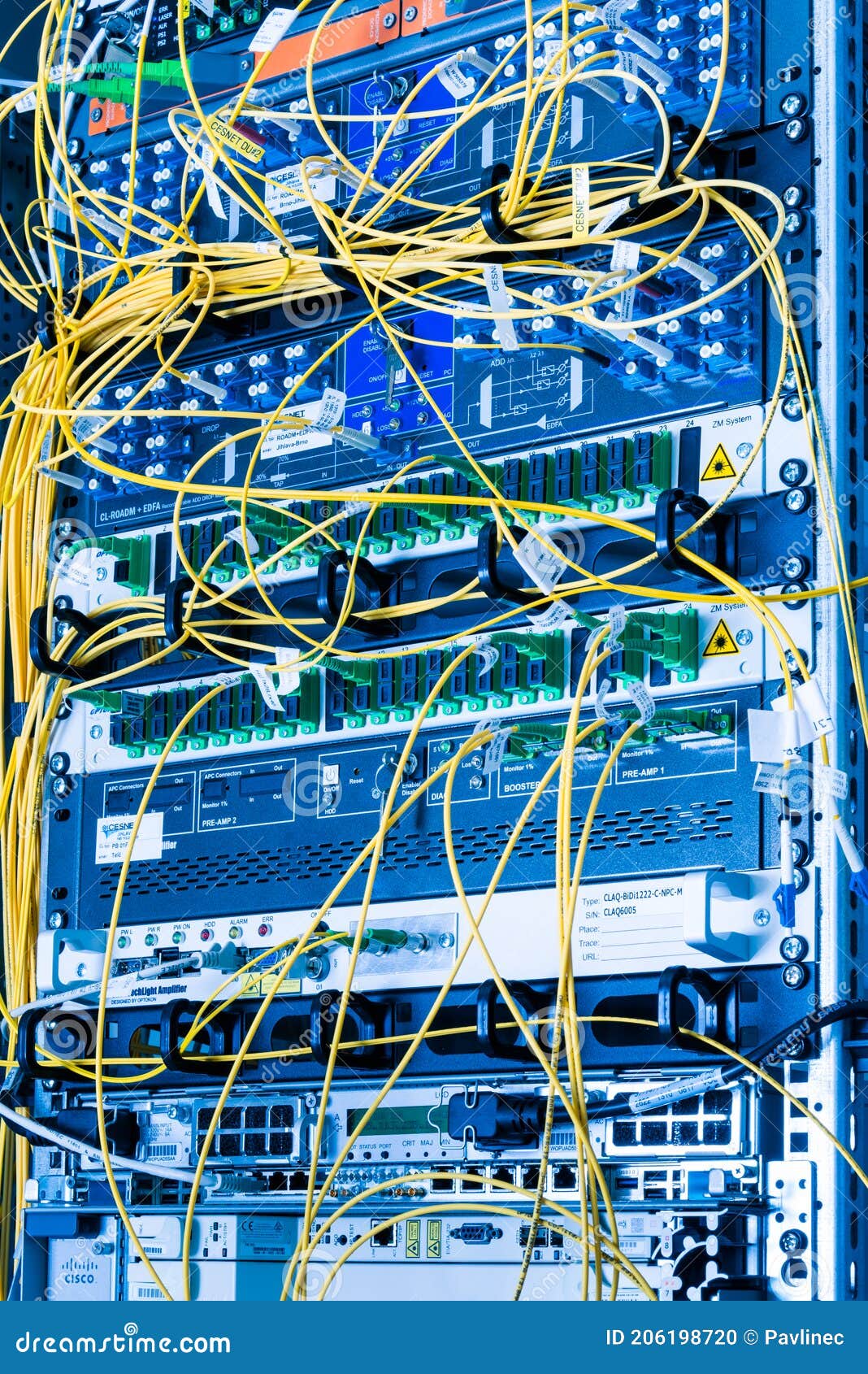 Optical Cables Connected To Internet Service Provider Switch Stock ...