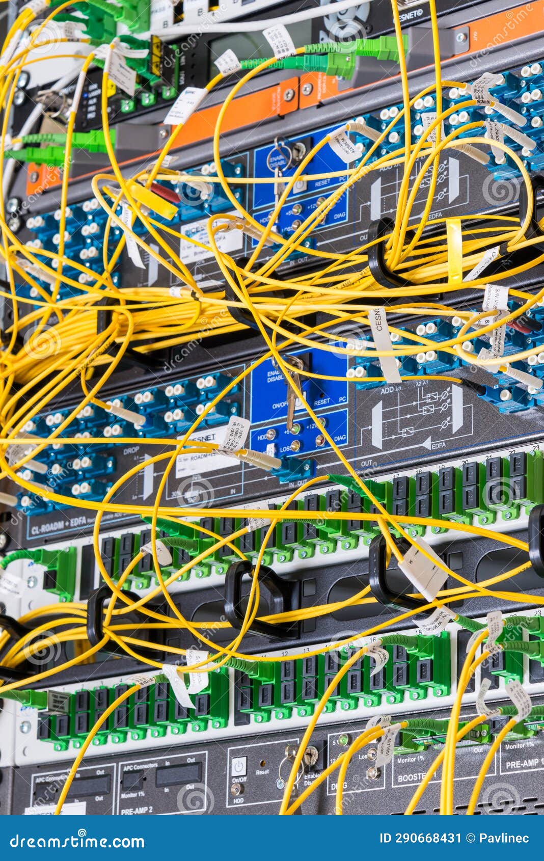 Optical Cables Connected To Internet Service Provider Switch Stock ...