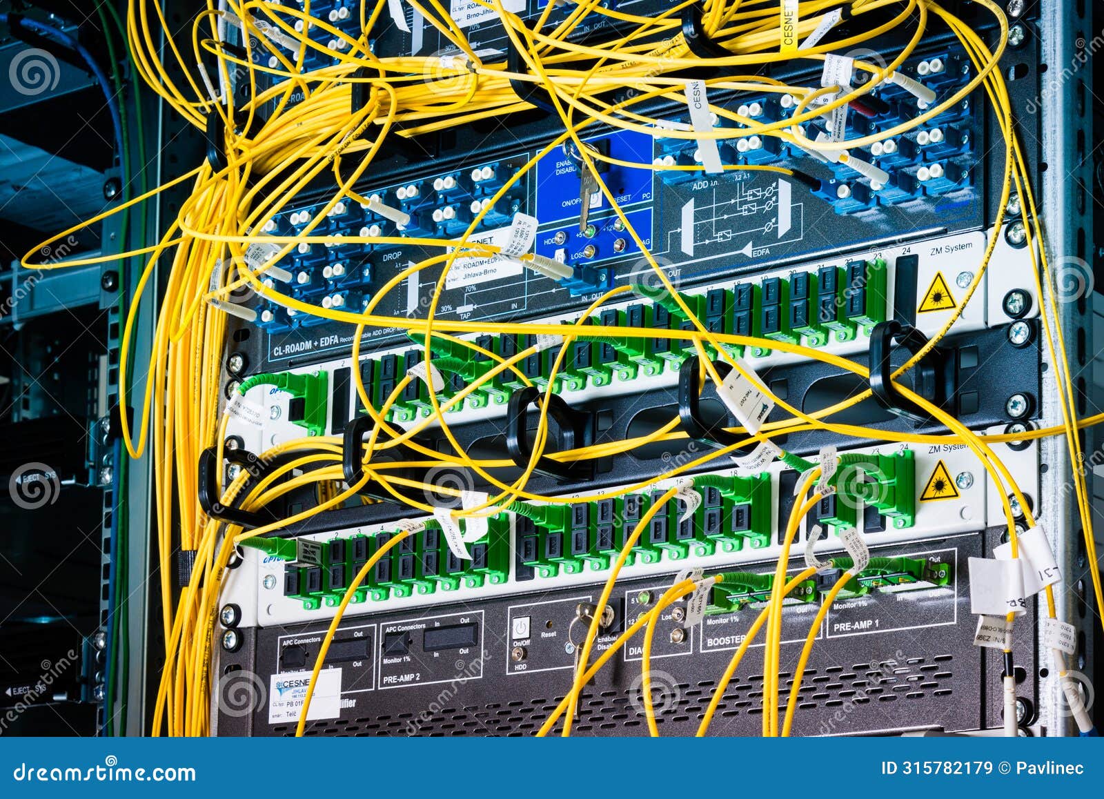 Optical Cables Connected To Internet Service Provider Switch Stock ...