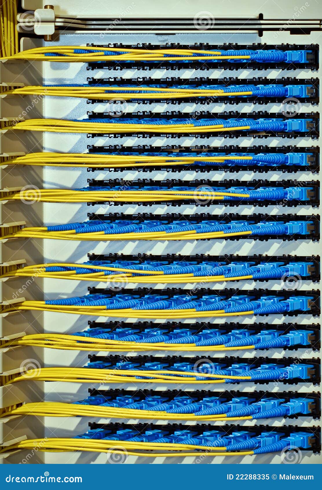 Optical Cables Connecting To Patch Panel Stock Image - Image of beam ...