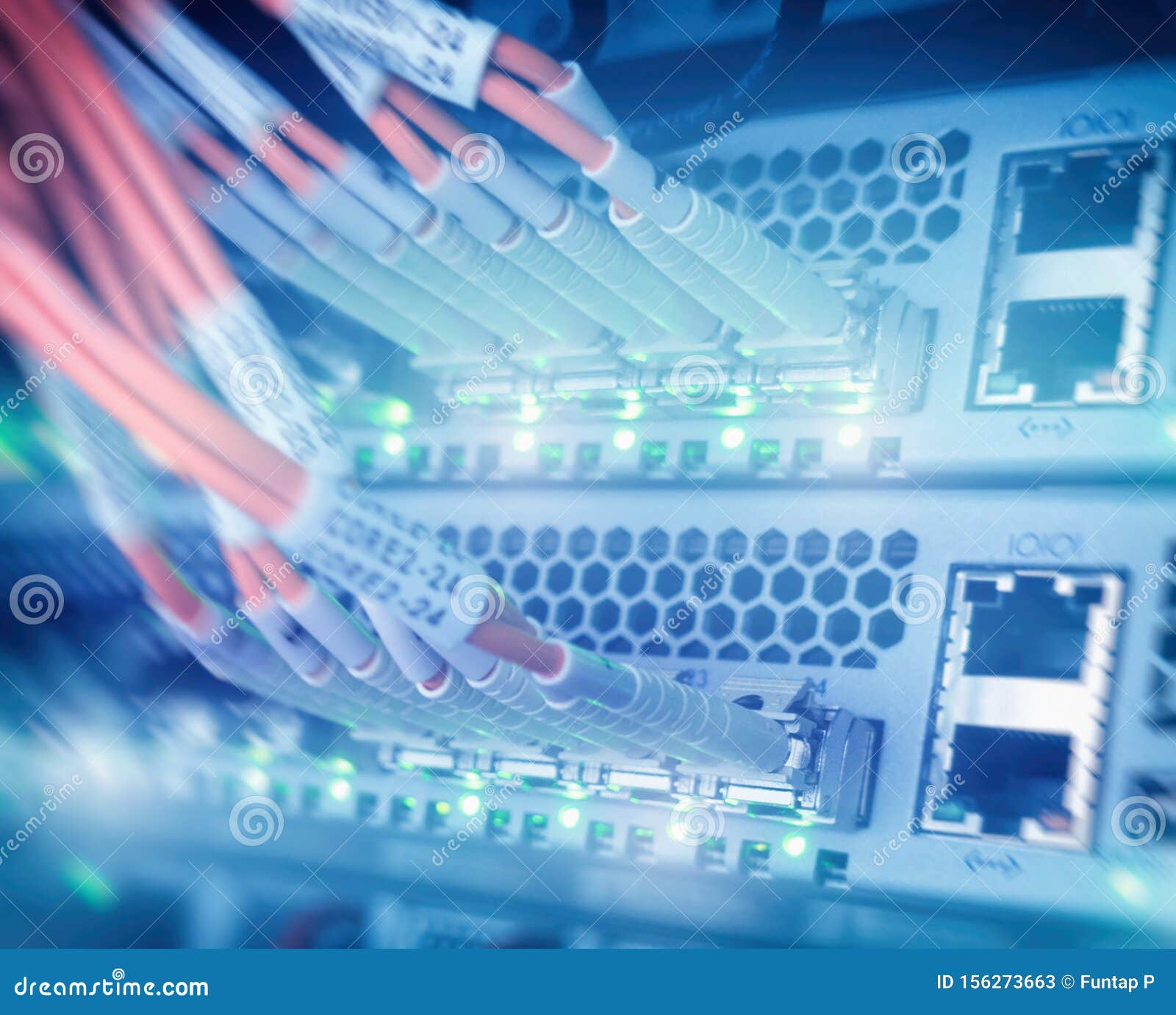 Optical Cables and Network Connector. Technology Background. Stock ...