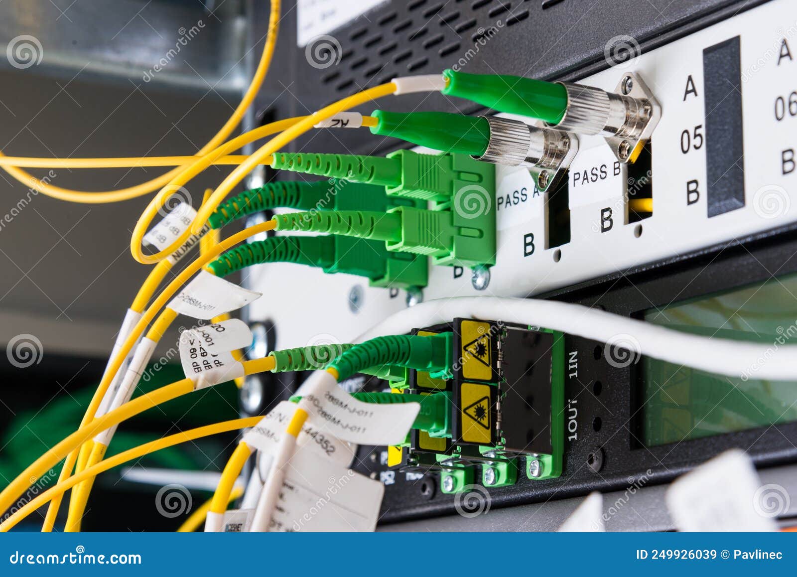 Optical Cables Plugged in Network Switch Stock Image - Image of ...