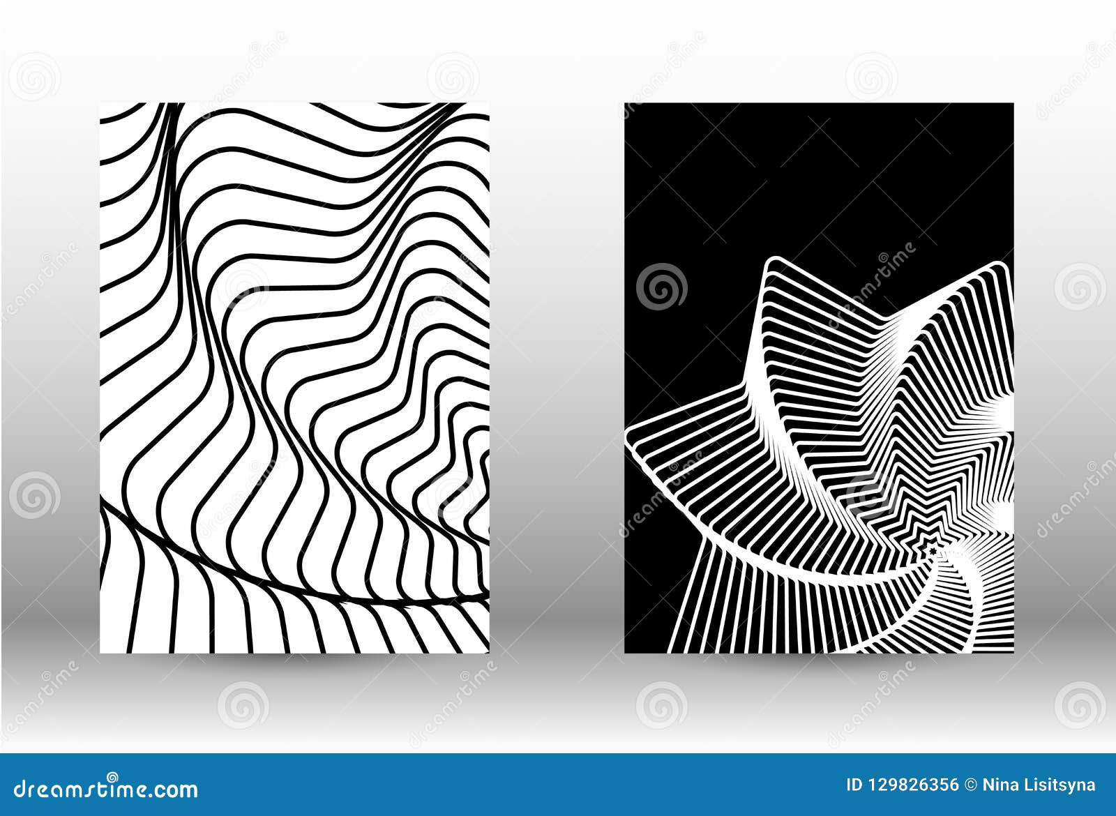 Set of Abstract Patterns with Distorted Lines. Stock Vector ...