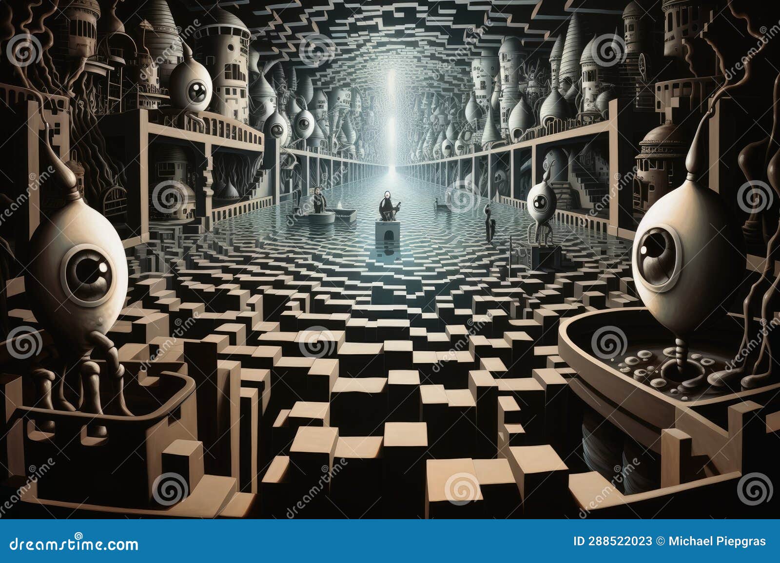 An Optical Deception with Eyes and Geometry Stock Illustration ...