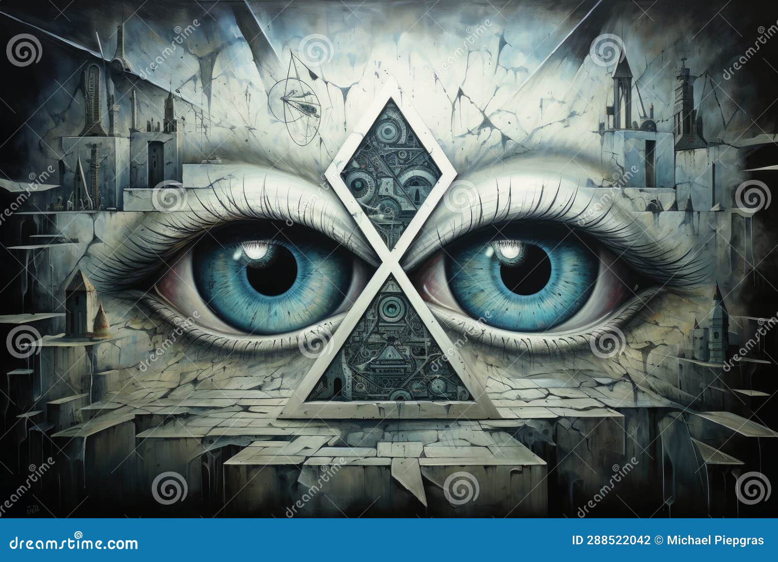 An Optical Deception with Eyes and Geometry Stock Illustration ...