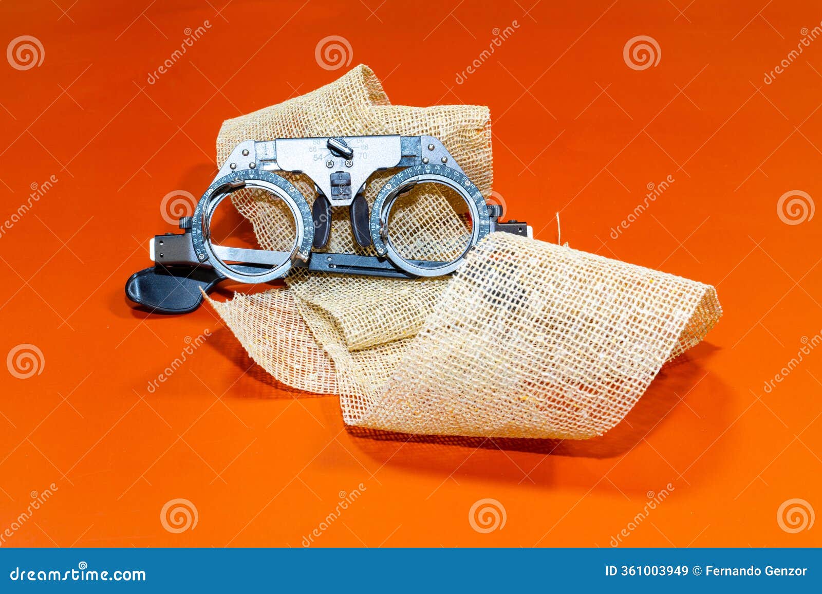 Optical Device for Vision Testing on a Brown Cloth with a Orange ...