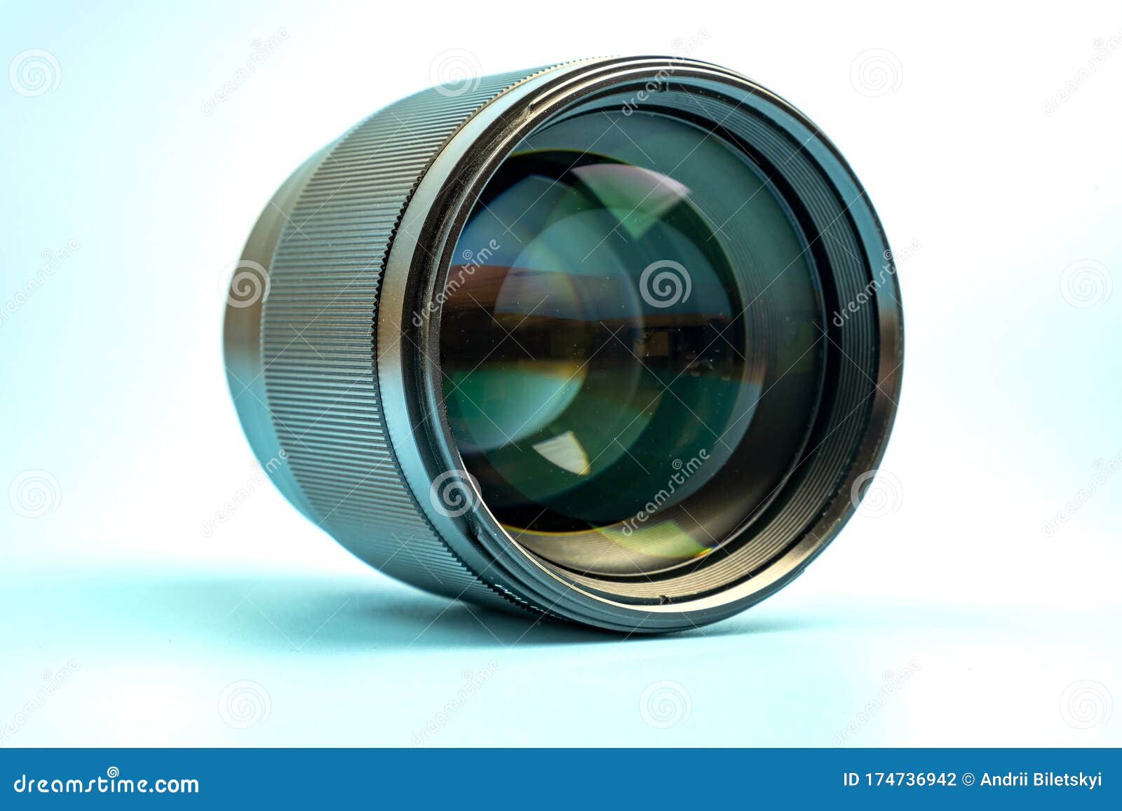 Optical Digital Camera Lens Isolated on Blue Background Stock Photo ...