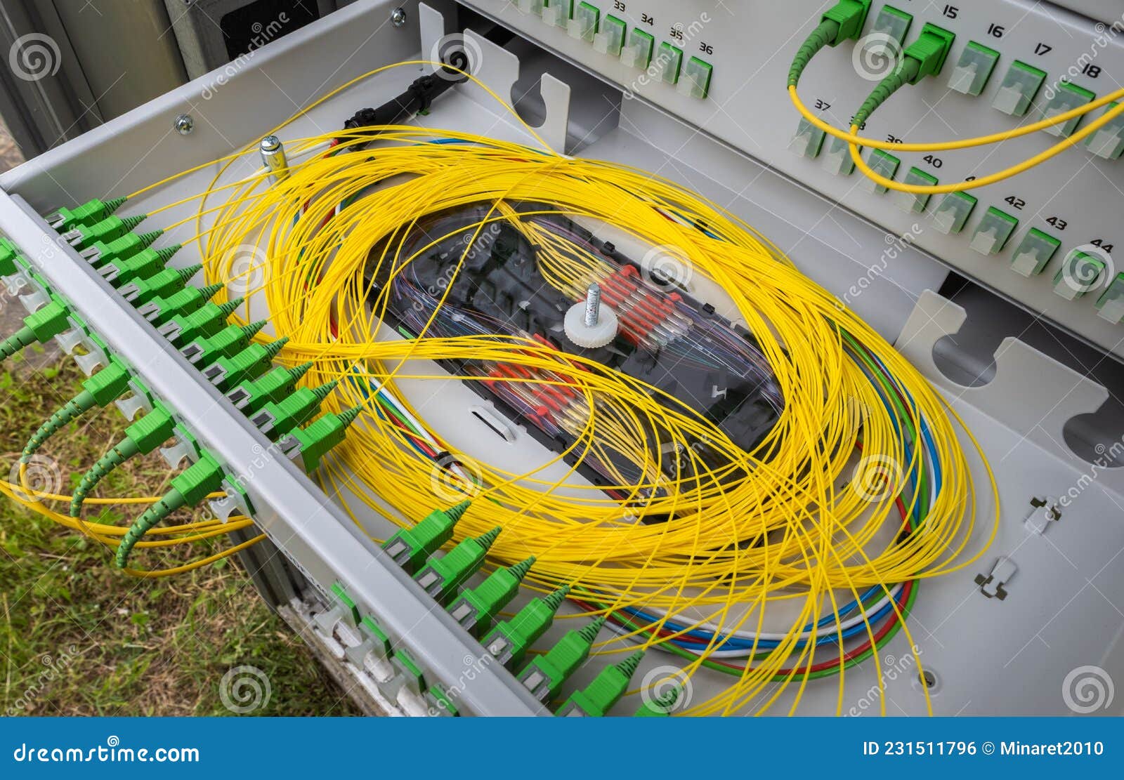 Optical Distribution Frame with Fibre Optic Splice Tray Stock Photo ...