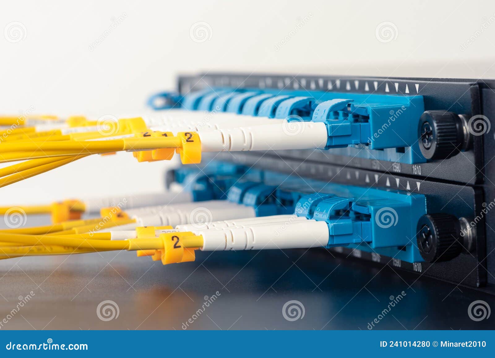 Optical Distribution Panel with Optic Patch Cord Cables Stock Photo ...