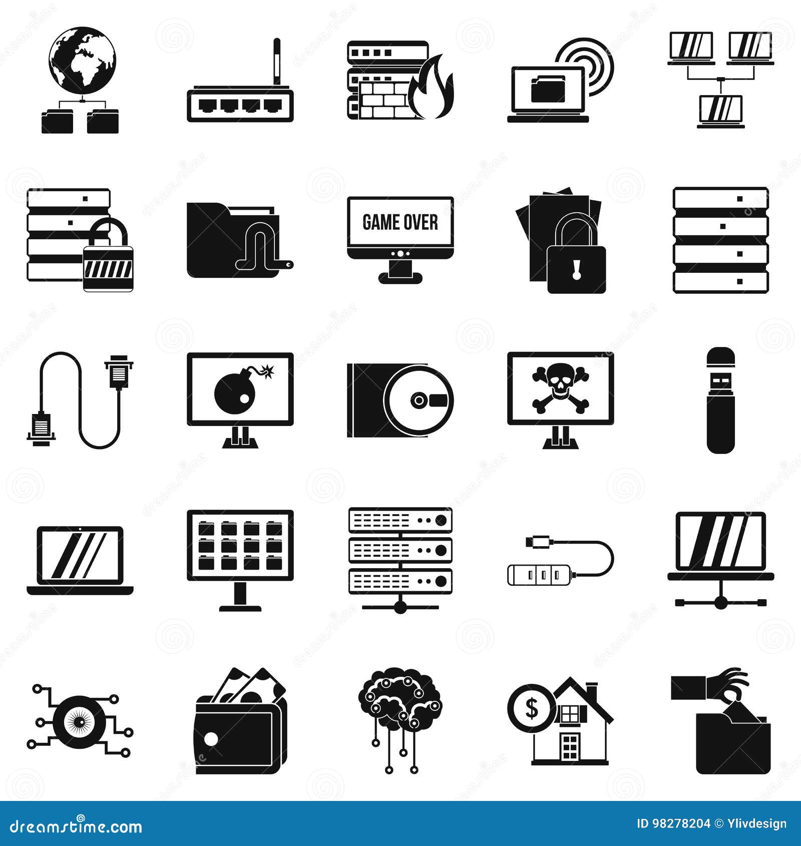 Optical Drive Icons Set, Simple Style Stock Vector - Illustration of ...