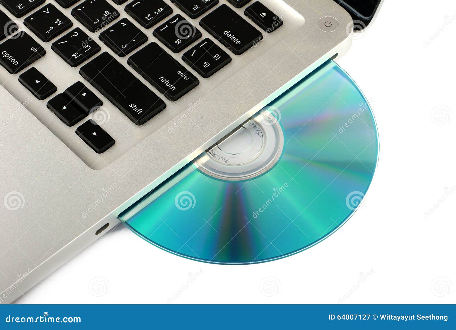 Optical DVD, CD Drive on Laptop Computer on White Background, Close-up ...