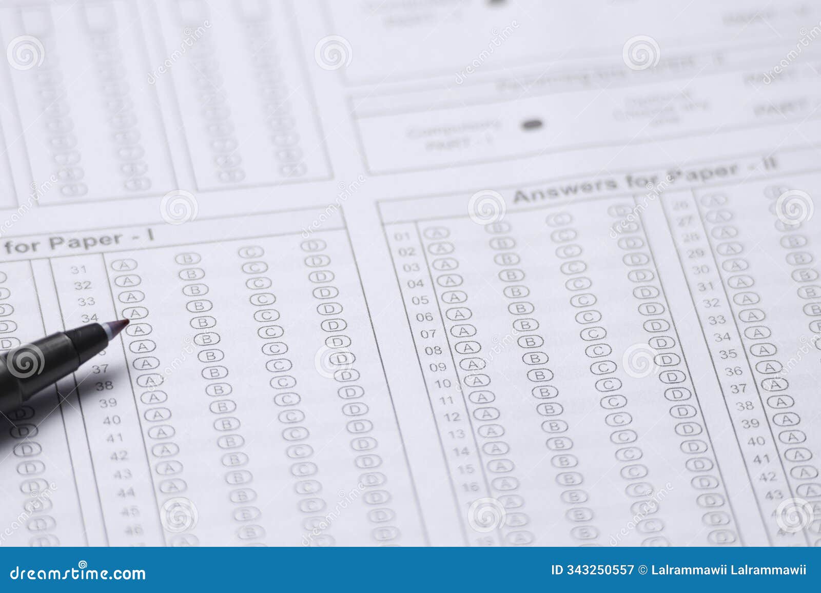 Exam Answer Sheet Pile Blurry Application Document Paperwork Stack On ...