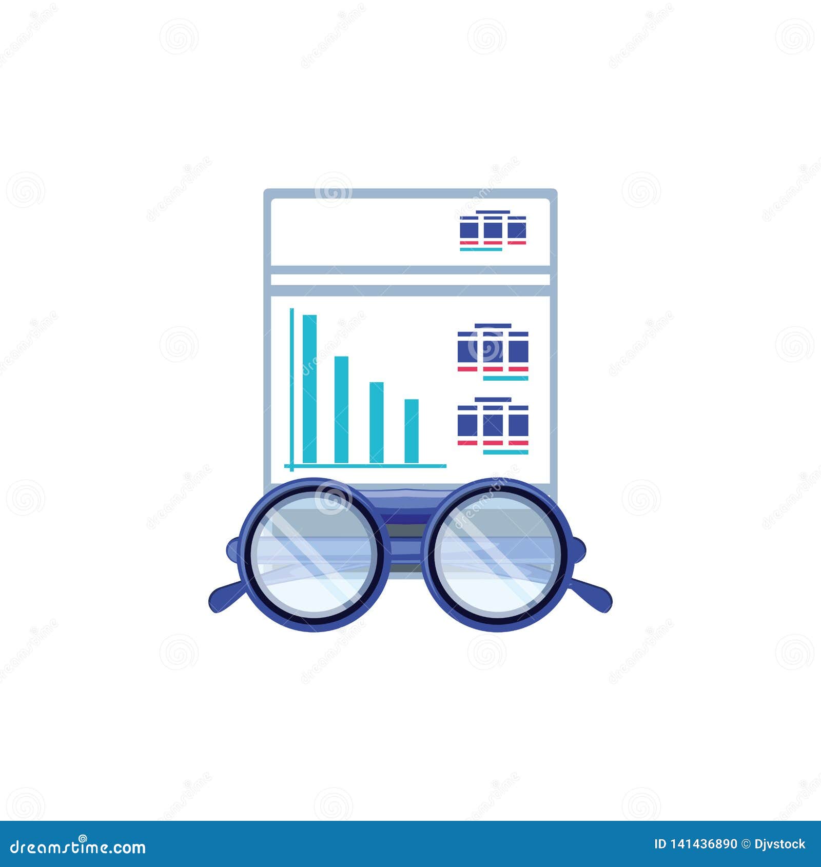 Optical Eyeglasses and Document with Infographic Stock Vector ...