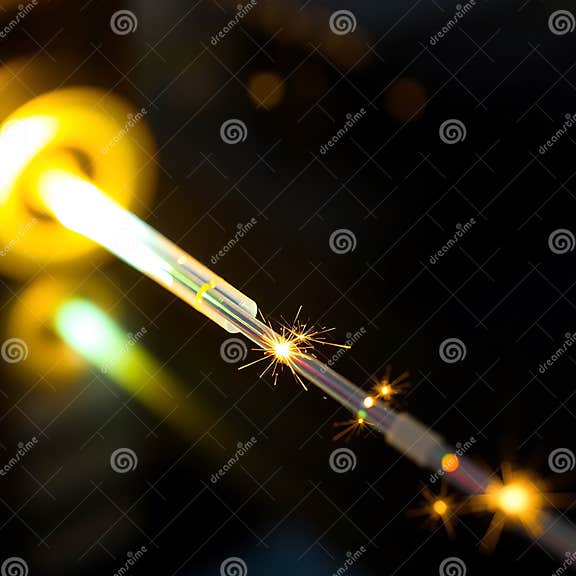 An Optical Fiber Bundle in the Process of Being Connected To an ...