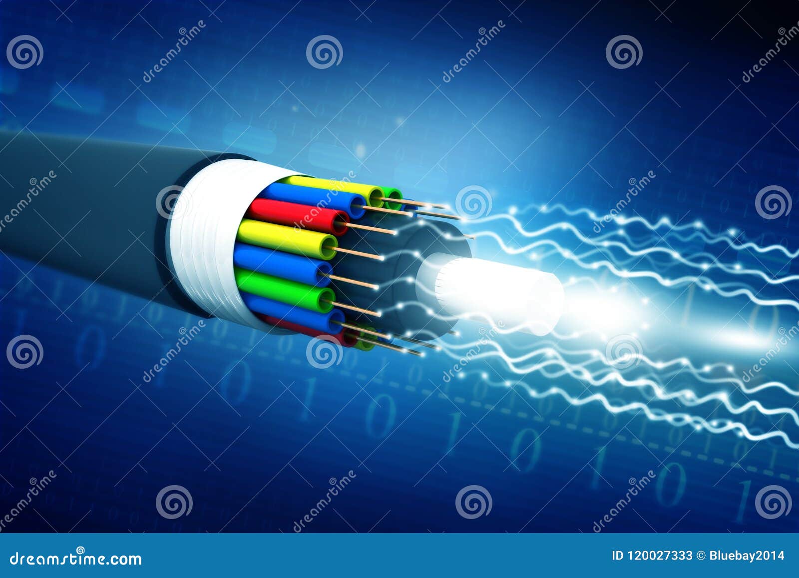 Optical fiber cable stock illustration. Illustration of code - 120027333