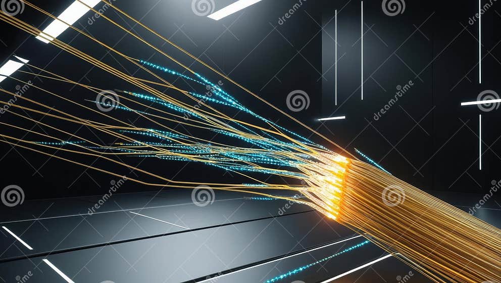 Optical Fiber Cables with Pulsating Light Signals Create Interconnected ...