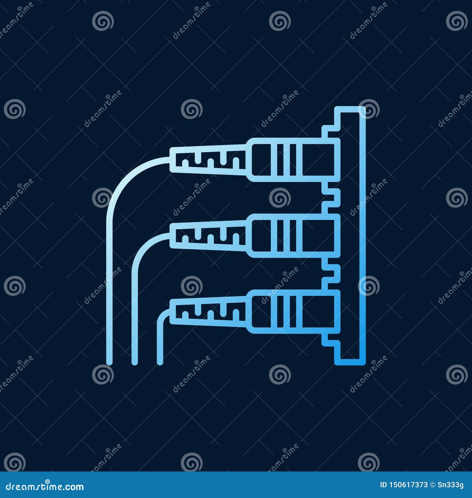 Optical Fiber Connectors Vector Blue Outline Icon or Logo Stock Vector ...
