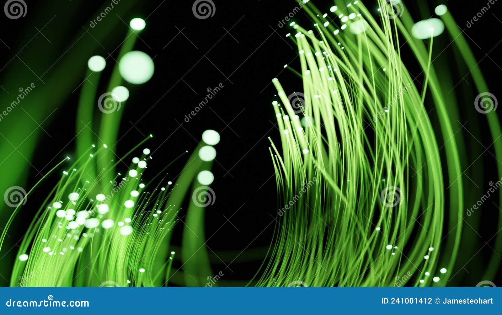 Optical Fiber with Green Light Glow Stock Illustration - Illustration ...
