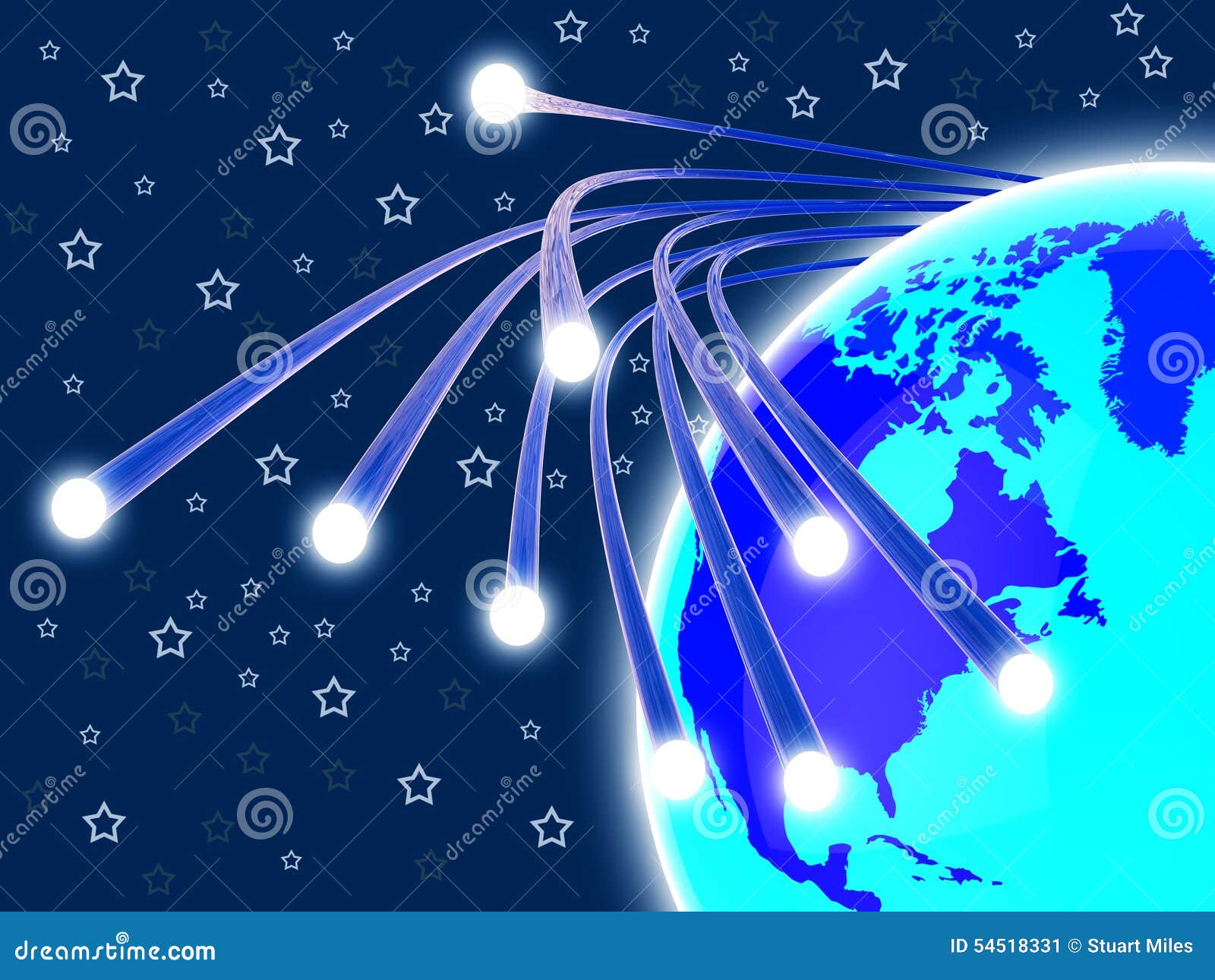 Optical Fiber Network Means World Wide Web and Communication Stock ...