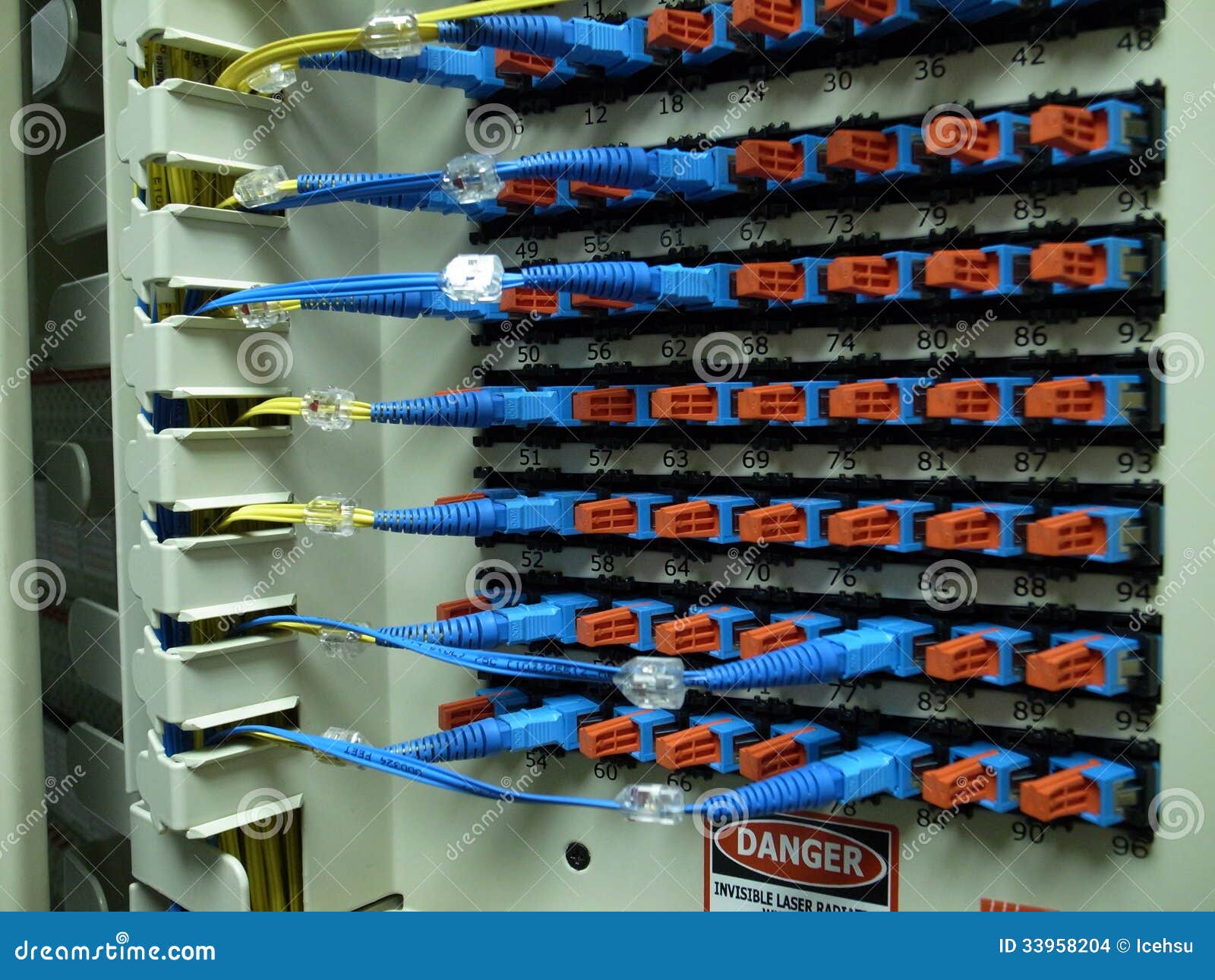 Optical fiber patch panel stock photo. Image of gateway - 33958204