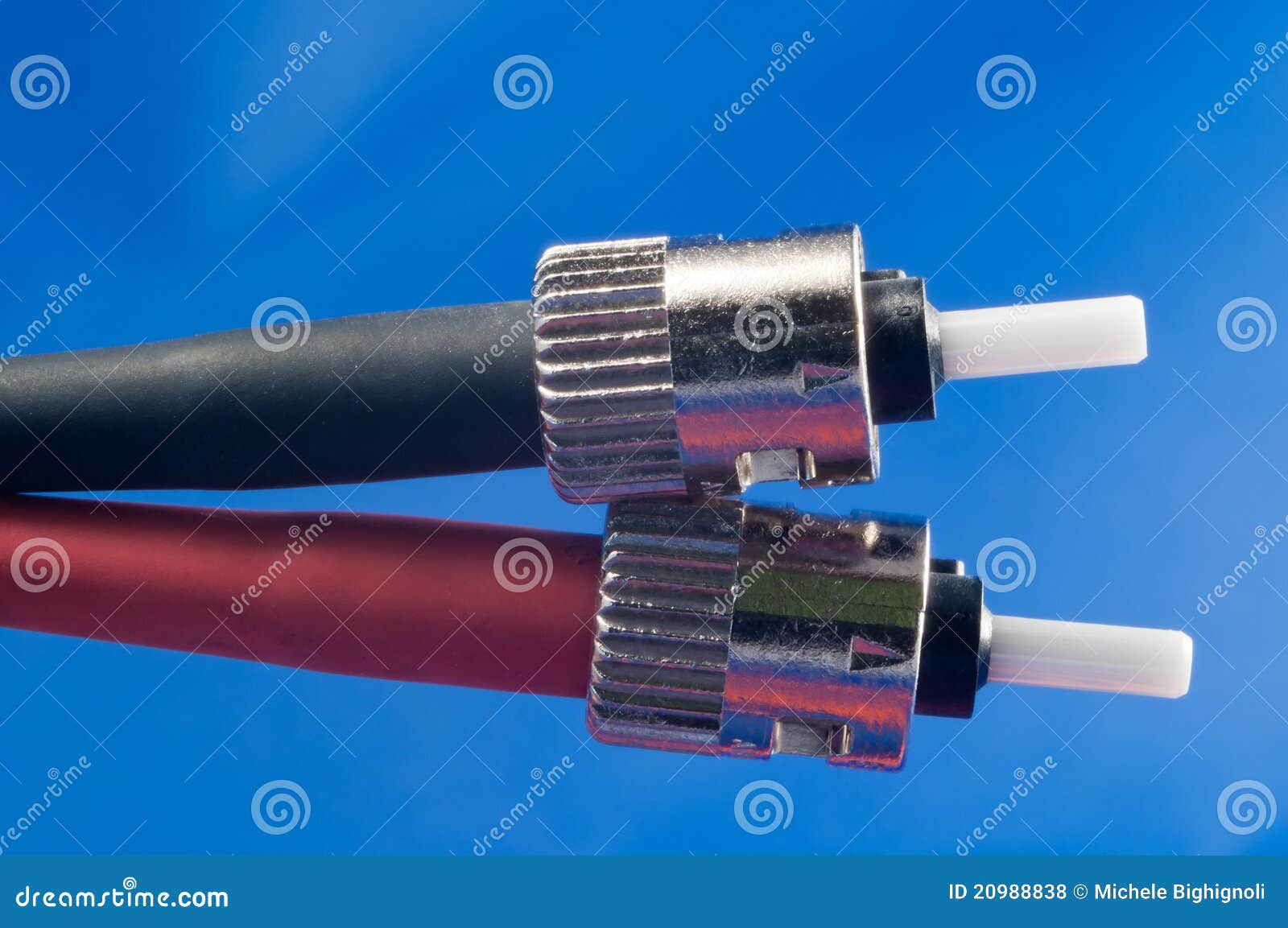 Optical fiber ST connector stock photo. Image of electronic - 20988838