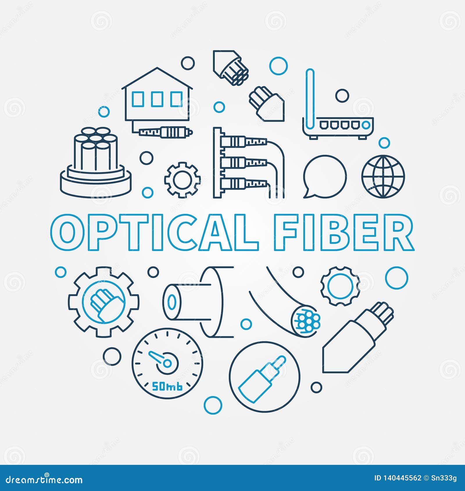 Optical Fiber Vector Round Creative Linear Illustration Stock Vector ...