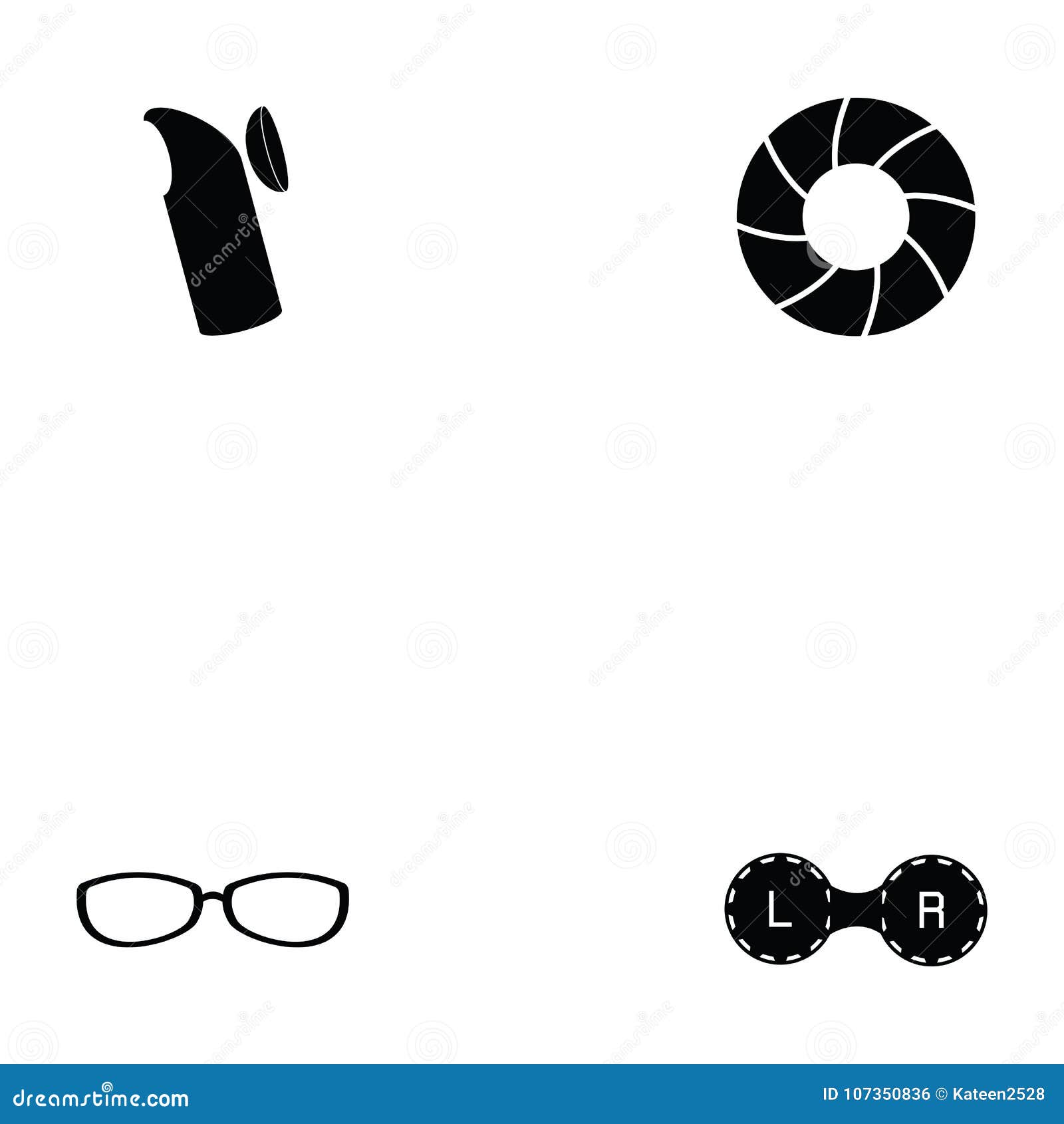 Optical icon set stock vector. Illustration of optometrist - 107350836