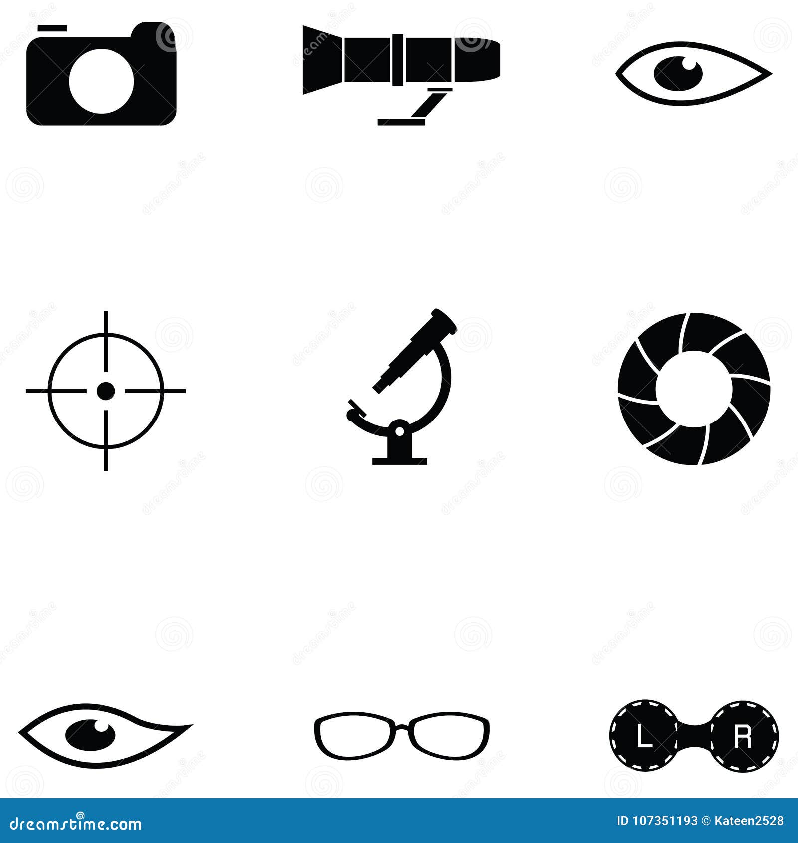 Optical icon set stock vector. Illustration of lens - 107351193