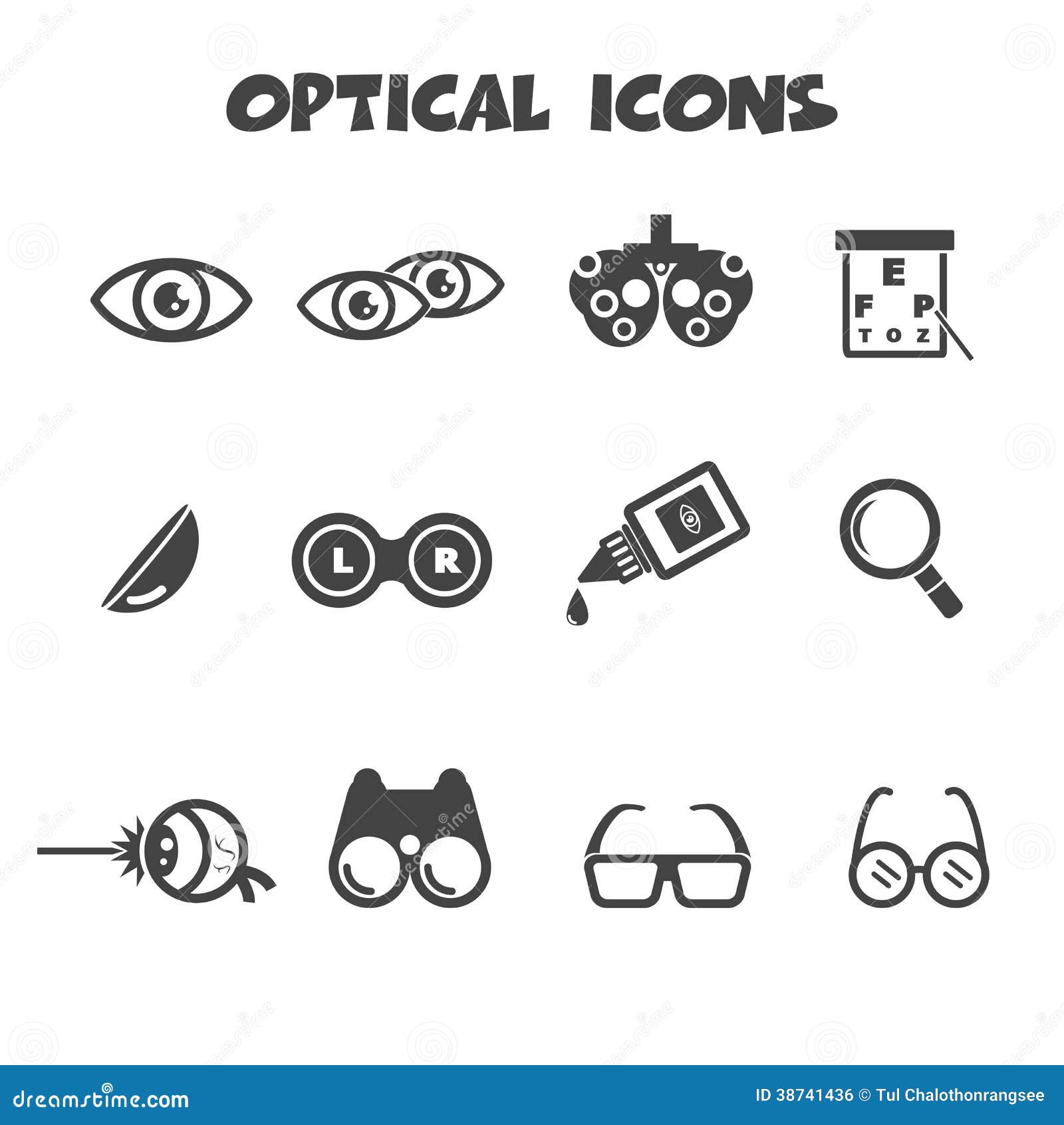Optical Icons, Ophthalmology Set, Vector | CartoonDealer.com #54306991