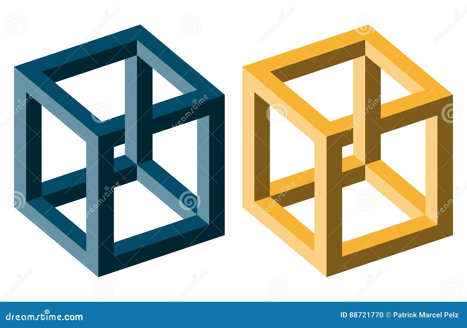 Unreal Optical Illusion Cube Illustration, Isometric Drawing ...