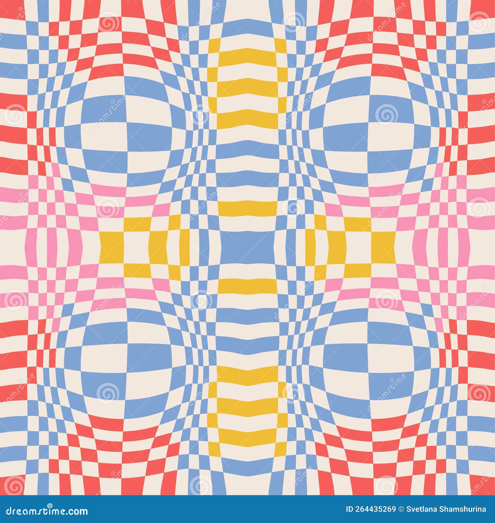Optical Illusion Checkered Abstract Seamless Pattern. Colorful ...