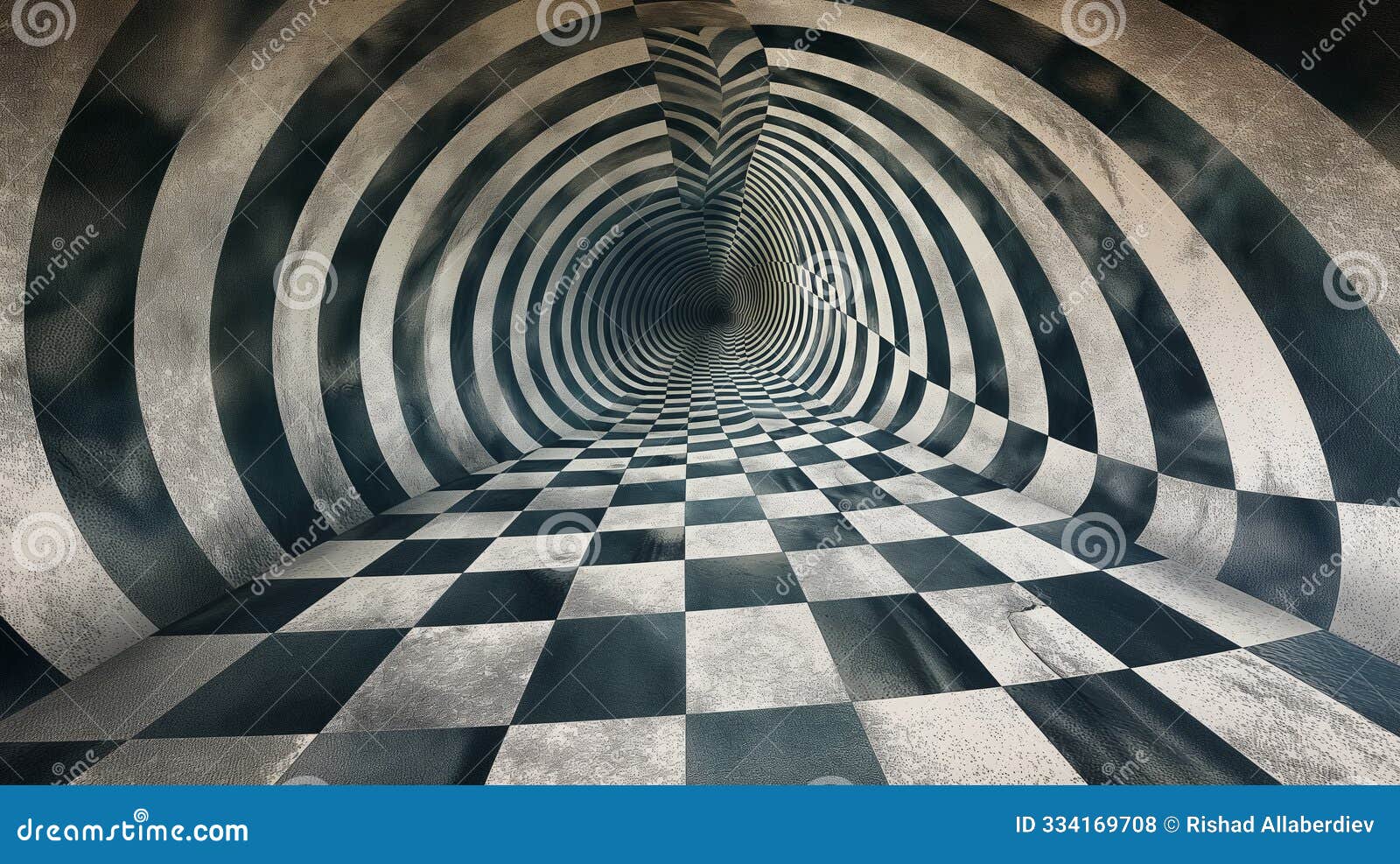 Optical Illusion of a Checkered Tunnel Stock Illustration ...