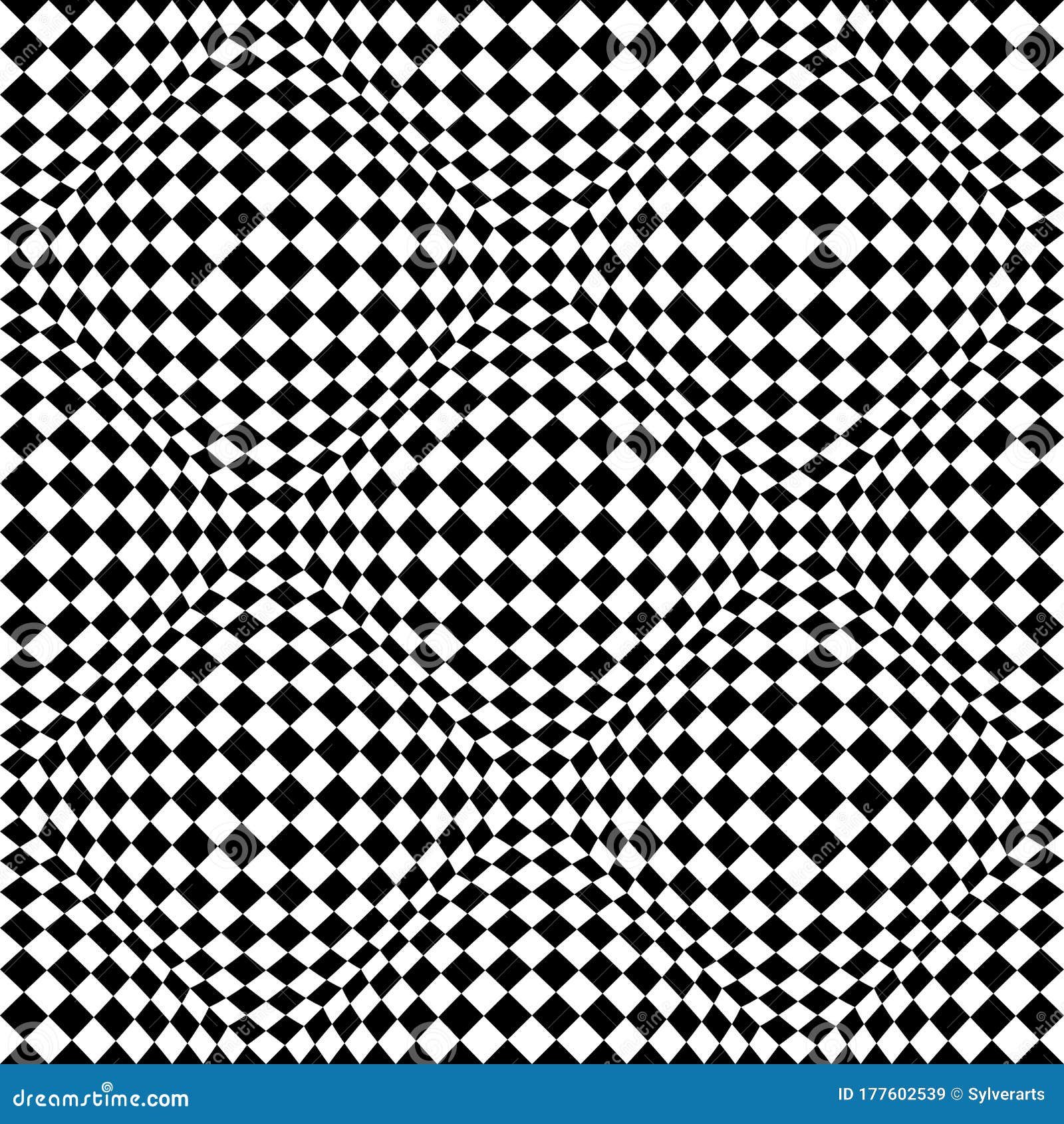 Optical Illusion Checkered Vector Abstract Seamless Background, Black ...