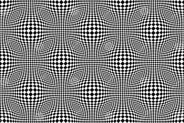Optical Illusion Checkered Vector Abstract Seamless Background, Black ...