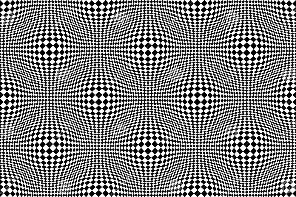 Optical Illusion Checkered Vector Abstract Seamless Background, Black ...