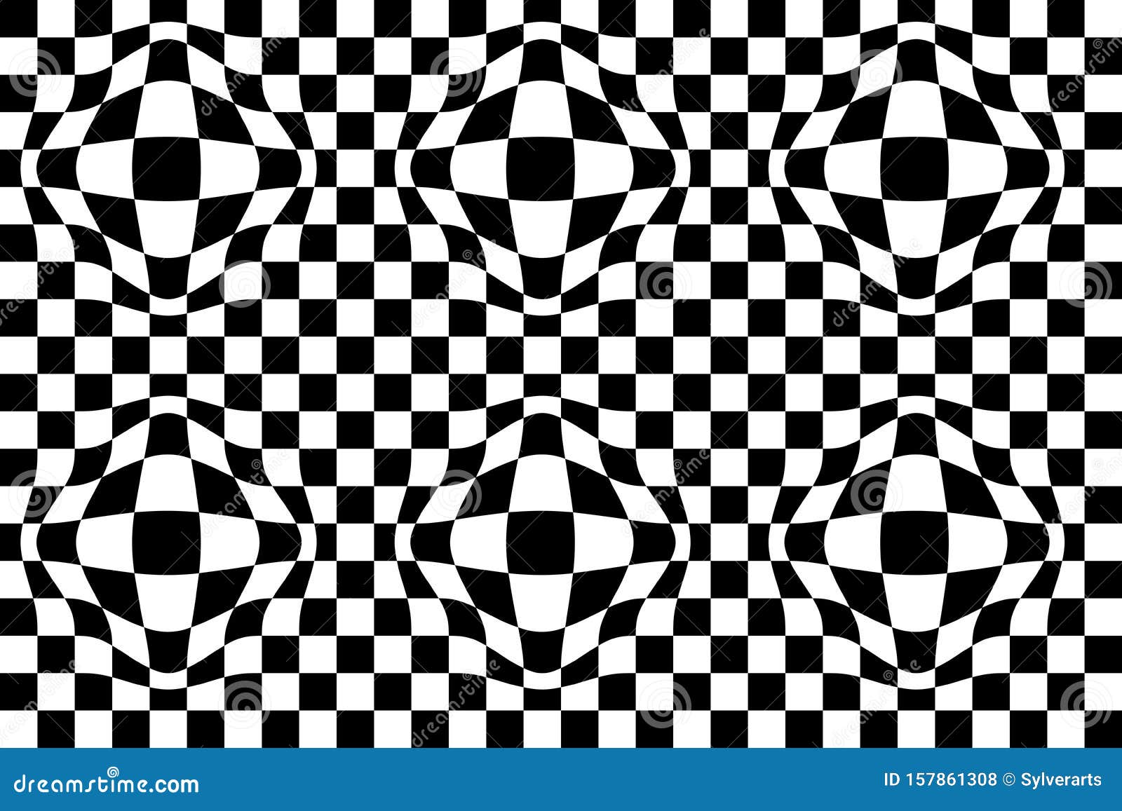 Optical Illusion Checkered Vector Abstract Seamless Background, Black ...