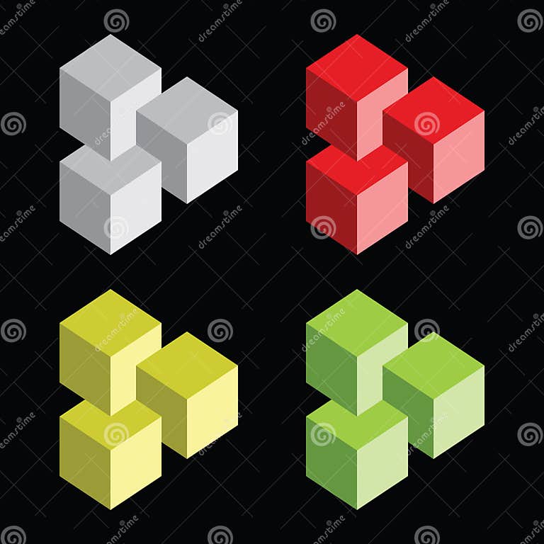 Optical Illusion, Colorful Blocks Stock Vector - Illustration of ...