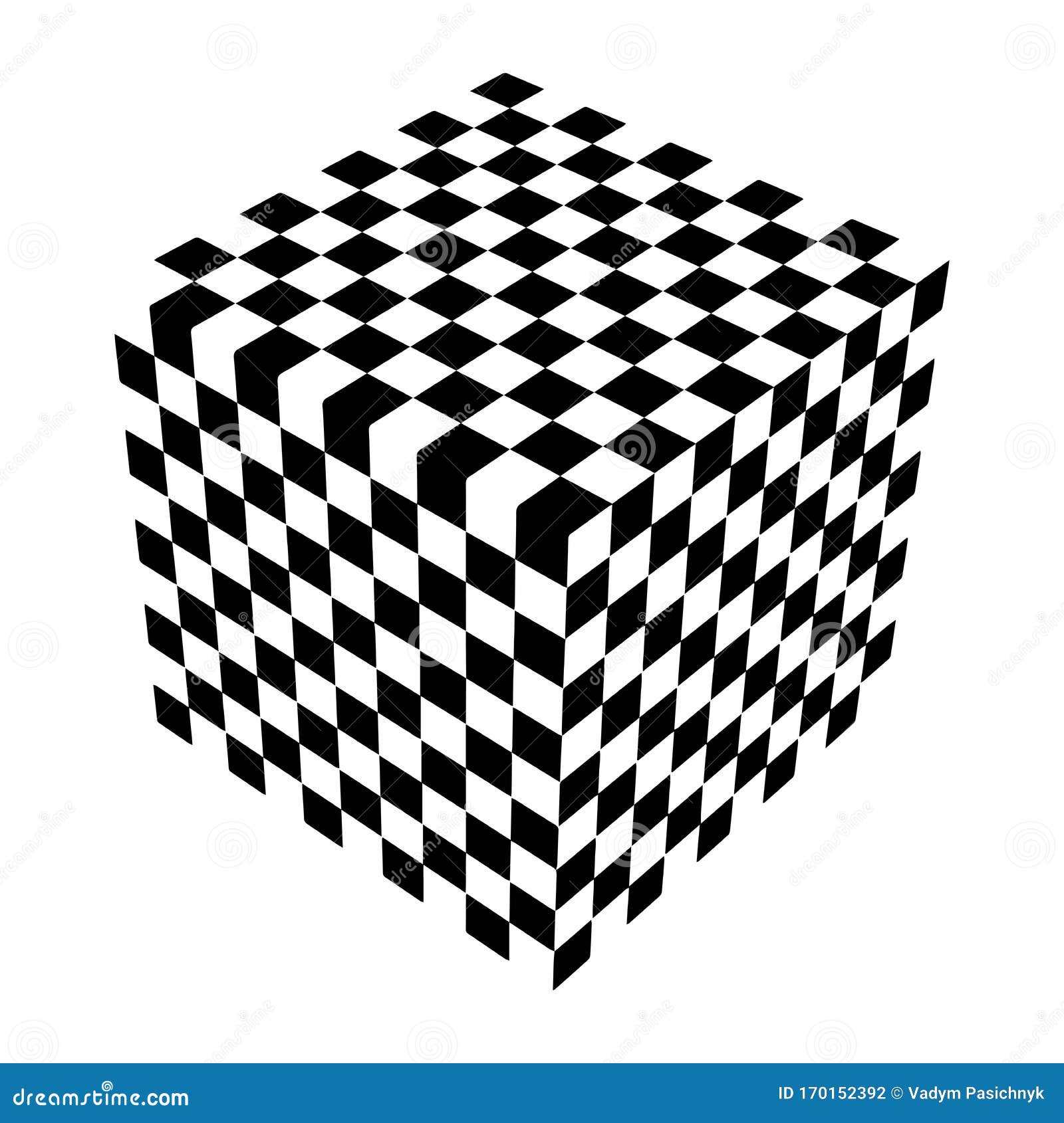 Optical Illusion Cube. Chess Board. Abstract 3d Black and White ...