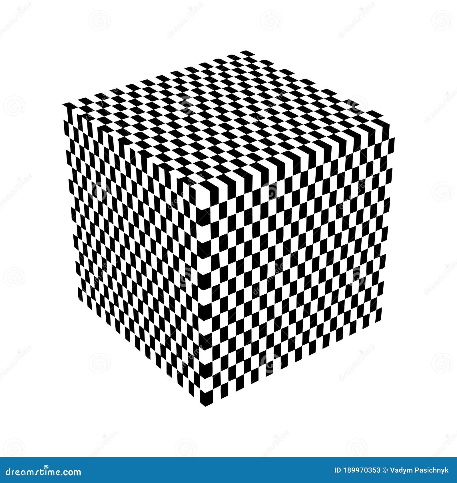 Optical Illusion Cube. Chess Board. Abstract 3d Black and White ...