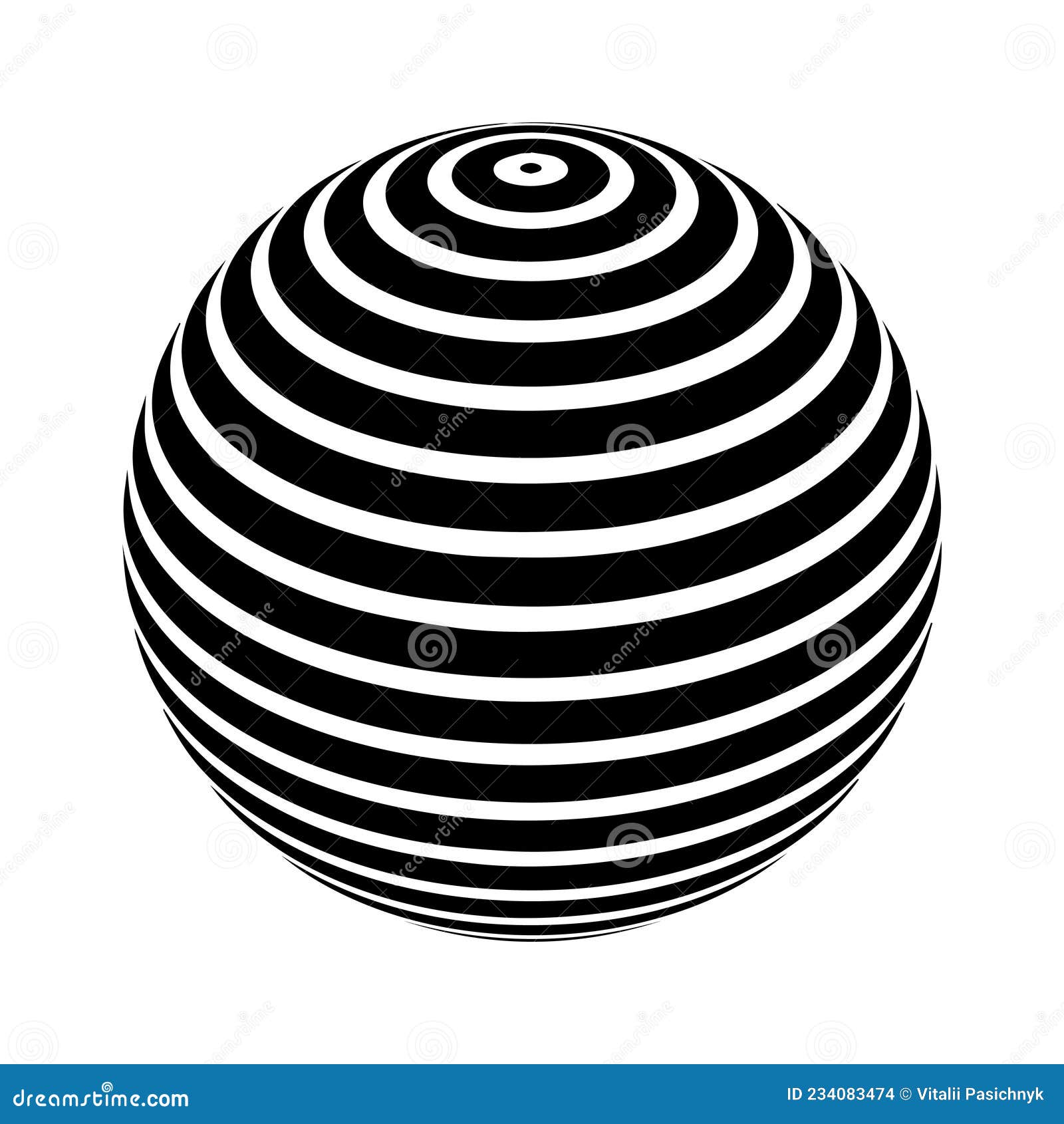 Optical Illusion on 3d Sphere. Sphere of Stripes. Illusion Effect ...