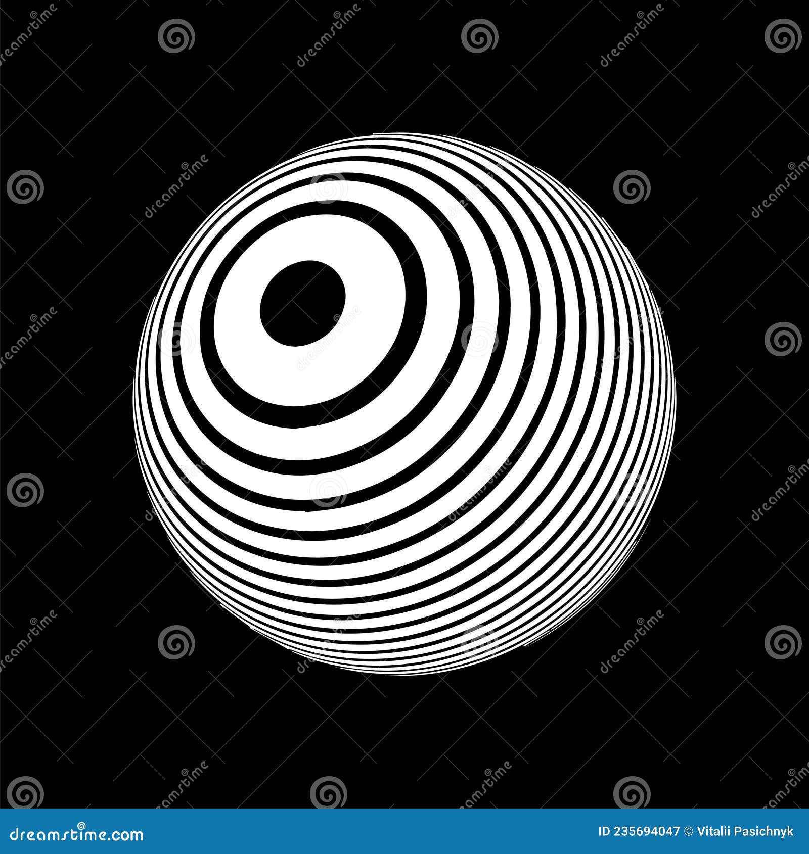 Optical Illusion on 3d Sphere. Sphere of Stripes. Illusion Effect ...