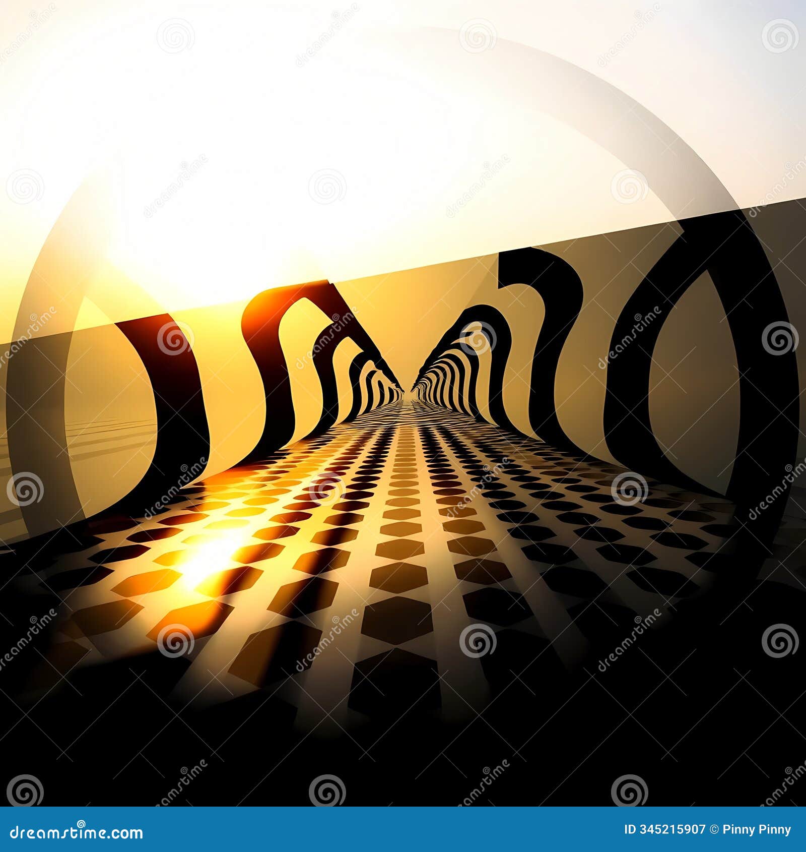 Optical Illusion of Depth and Distance, a Tunnel with Repeating ...