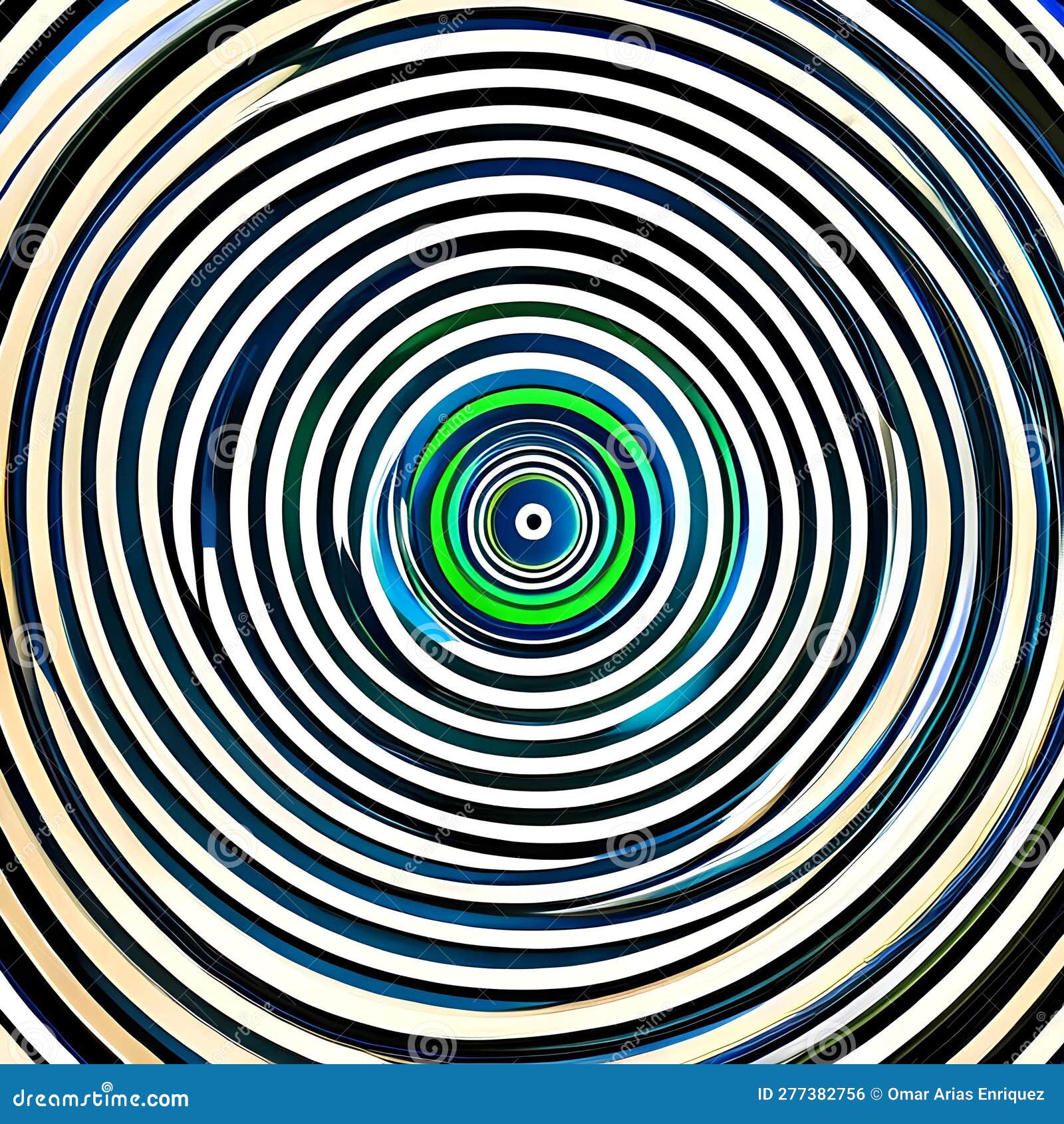 An Optical Illusion Design with Concentric Circles in Shades of Green ...